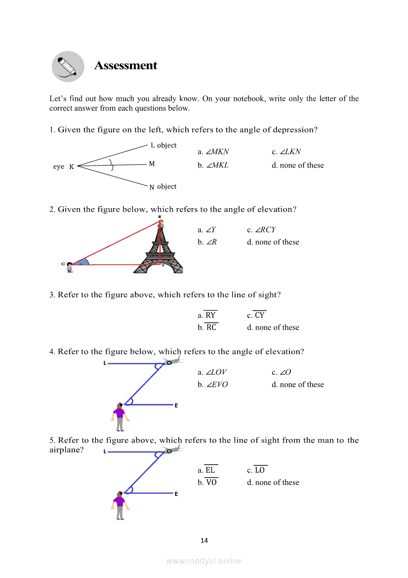 MATHEMATICS Quarter 4 Module 3 Angle Of Elevation And Angle Of MATHEMATICS Quarter 4 Module 3 Angle Of Elevation And Angle Of