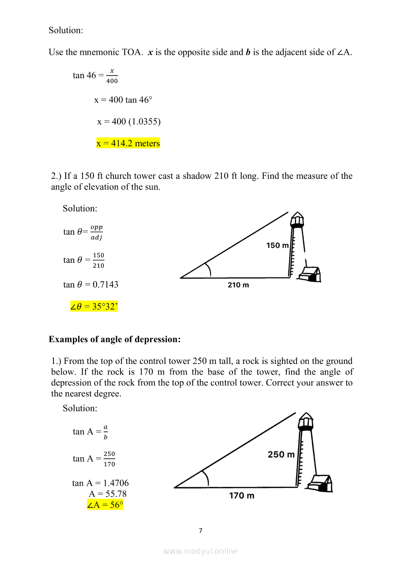 MATHEMATICS Quarter 4 Module 4 Application Of Trigonometric Ratios MATHEMATICS Quarter 4 Module 4 Application Of Trigonometric Ratios
